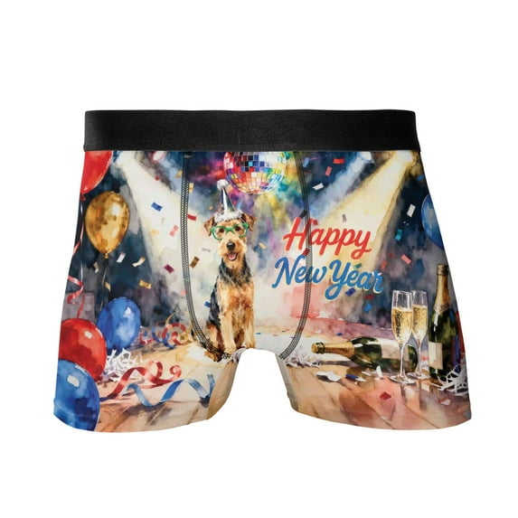 Happy New Year Airedale Terrier Chills on Year-End Party All Over Print ...