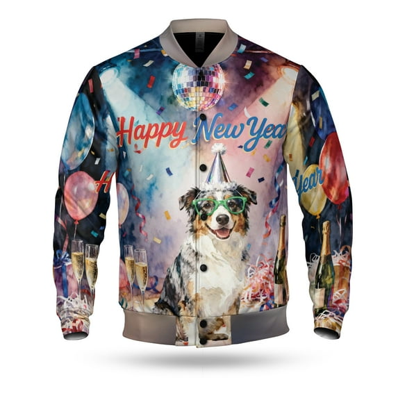 Happy New Year Australian Shepherd Chills on Year-End Party All Over ...