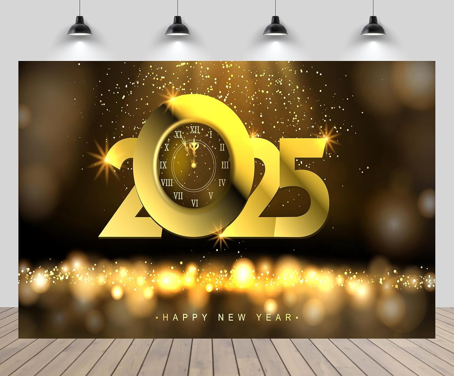 Happy New Year Backdrop 2025 Golden Clock Countdown Bokeh Shining Background Happy New Year Eve ...