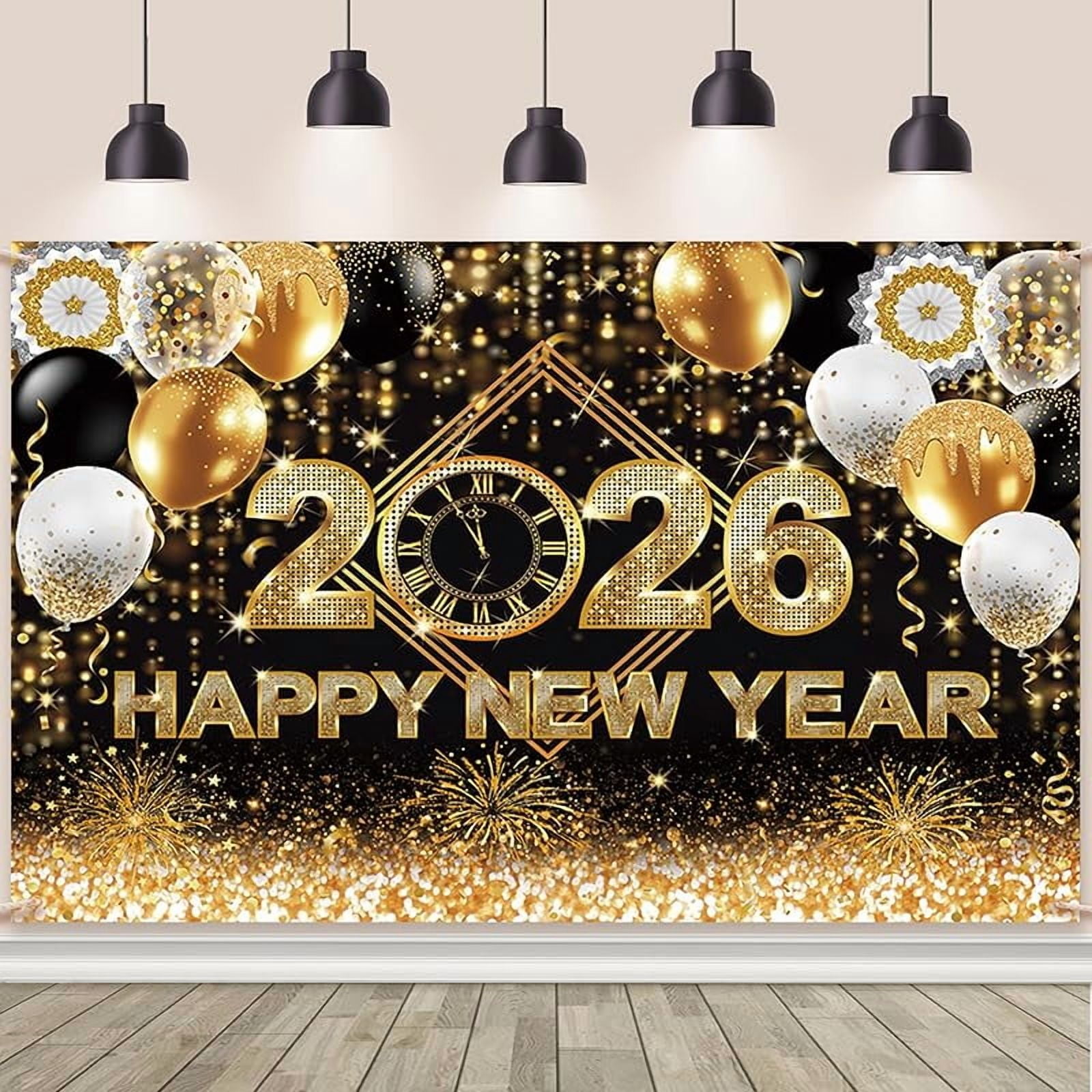 Happy New Year Backdrop 2026 City Night New Year's Eve Grandiose ...