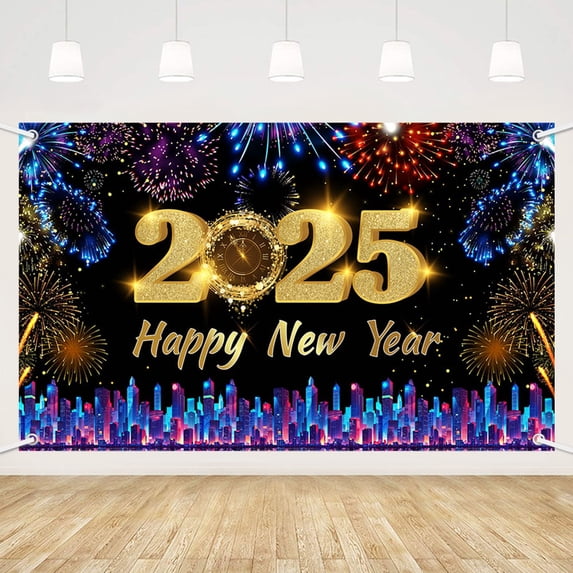 Happy New Year Backdrop,New Year Photography Background, Firework New ...