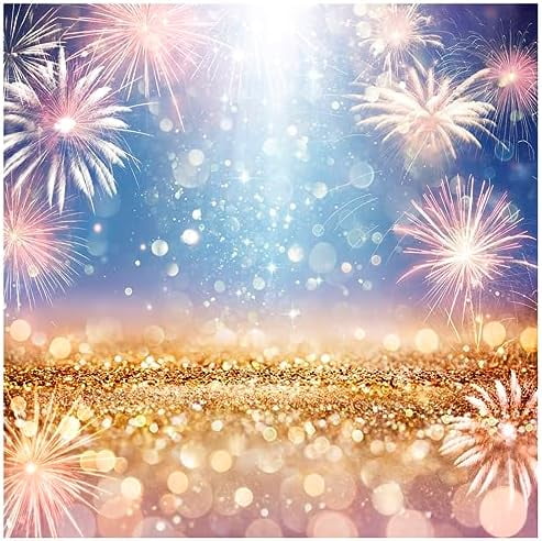 Happy New Year Backdrops Bokeh Photography Backdrop Sparkling Fireworks ...