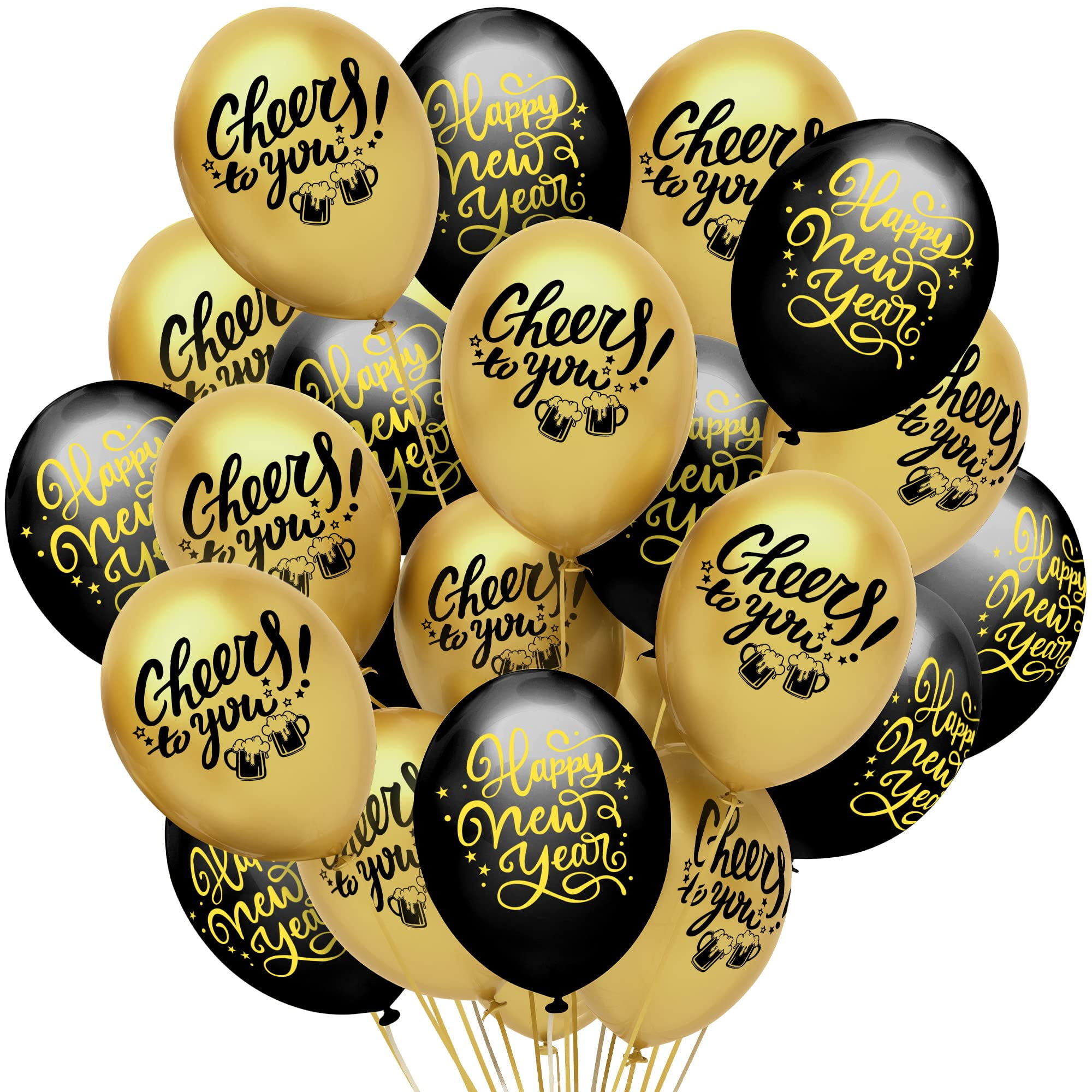 , Happy New Year Balloons 2024 Latex - Pack of 20 | New Years Balloons ...