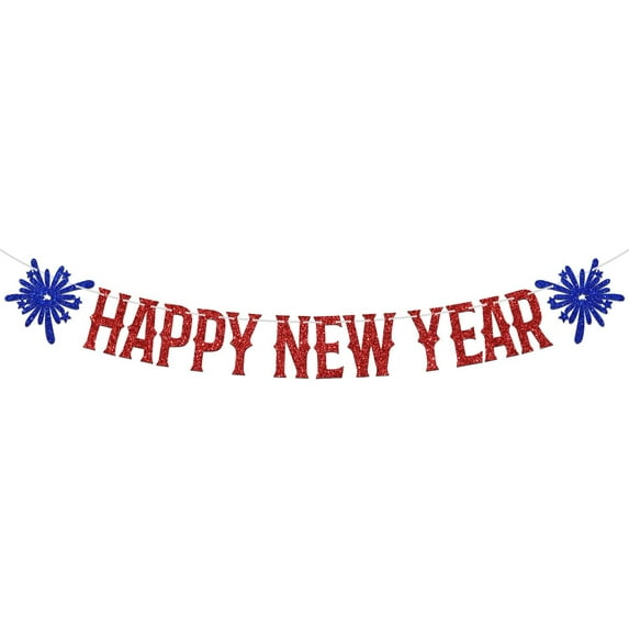 Happy New Year Banner - 2025 New Year's Eve Party Bunting Sign, Hello ...