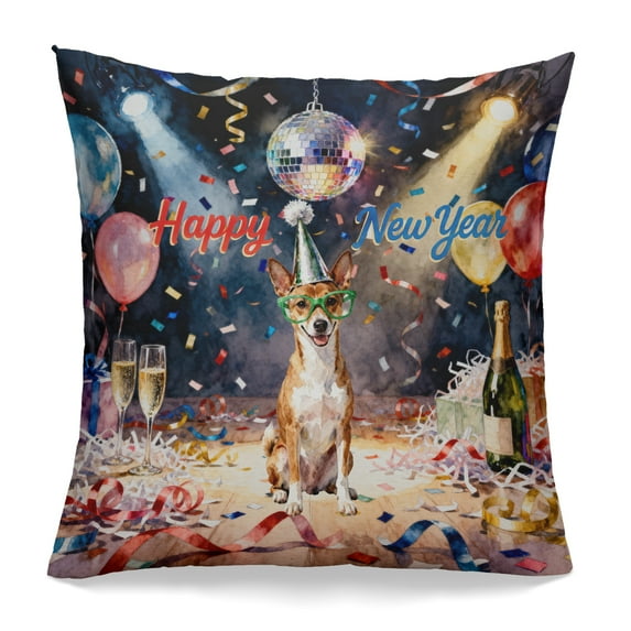 Happy New Year Basenji Chills on Year-End Party Pillowcase Double Sided ...