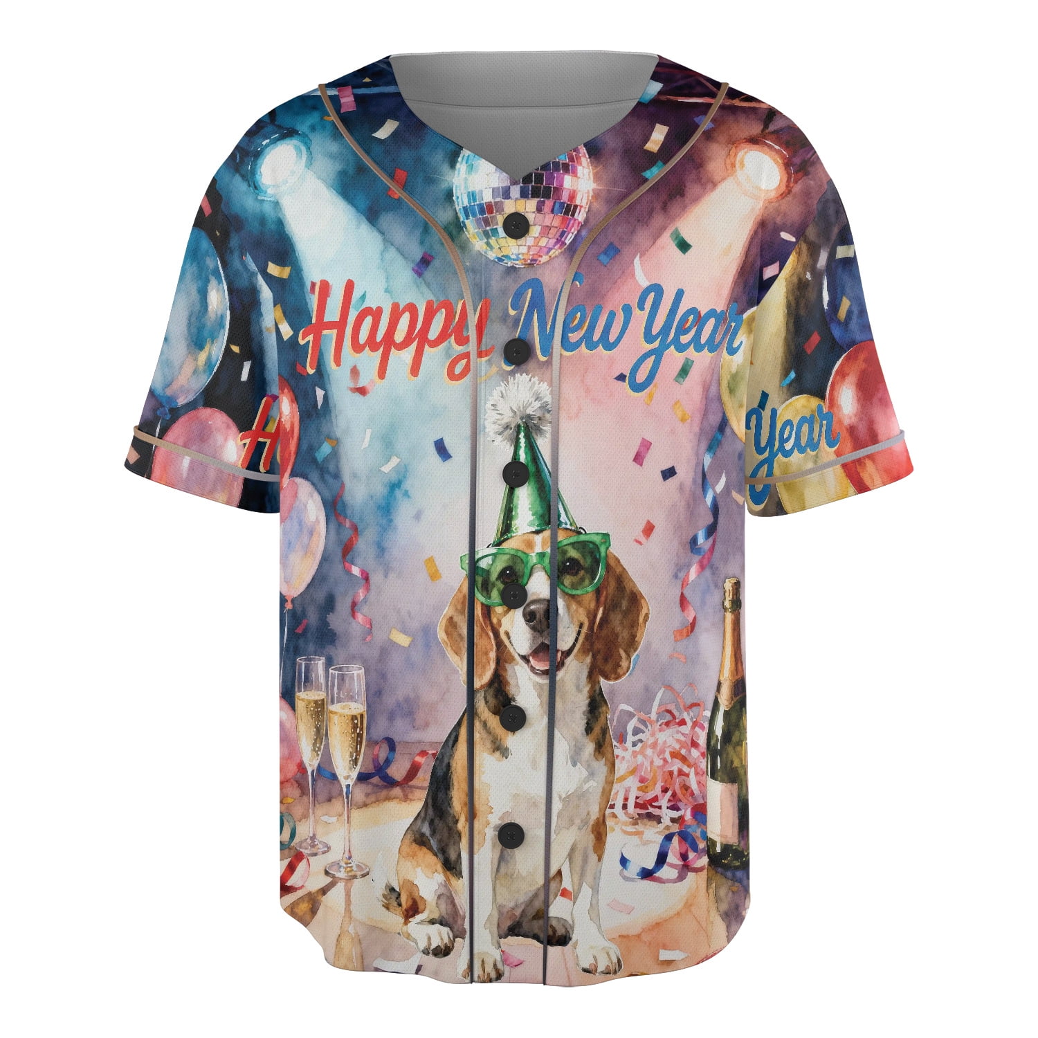 Happy New Year Beagle Chills on Year-End Party All Over Print 3D ...