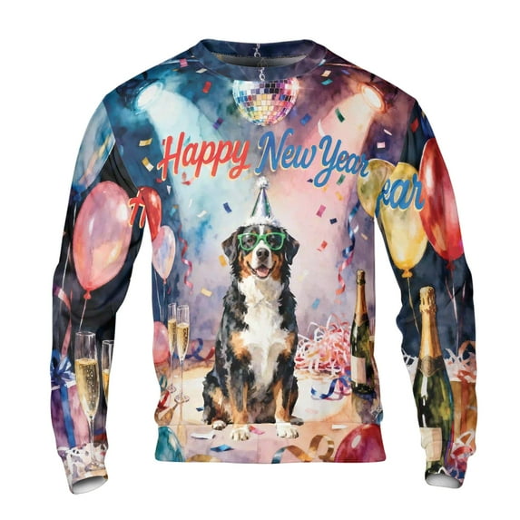 Happy New Year Bernese Mountain Dog Chills on Year-End Party All Over ...