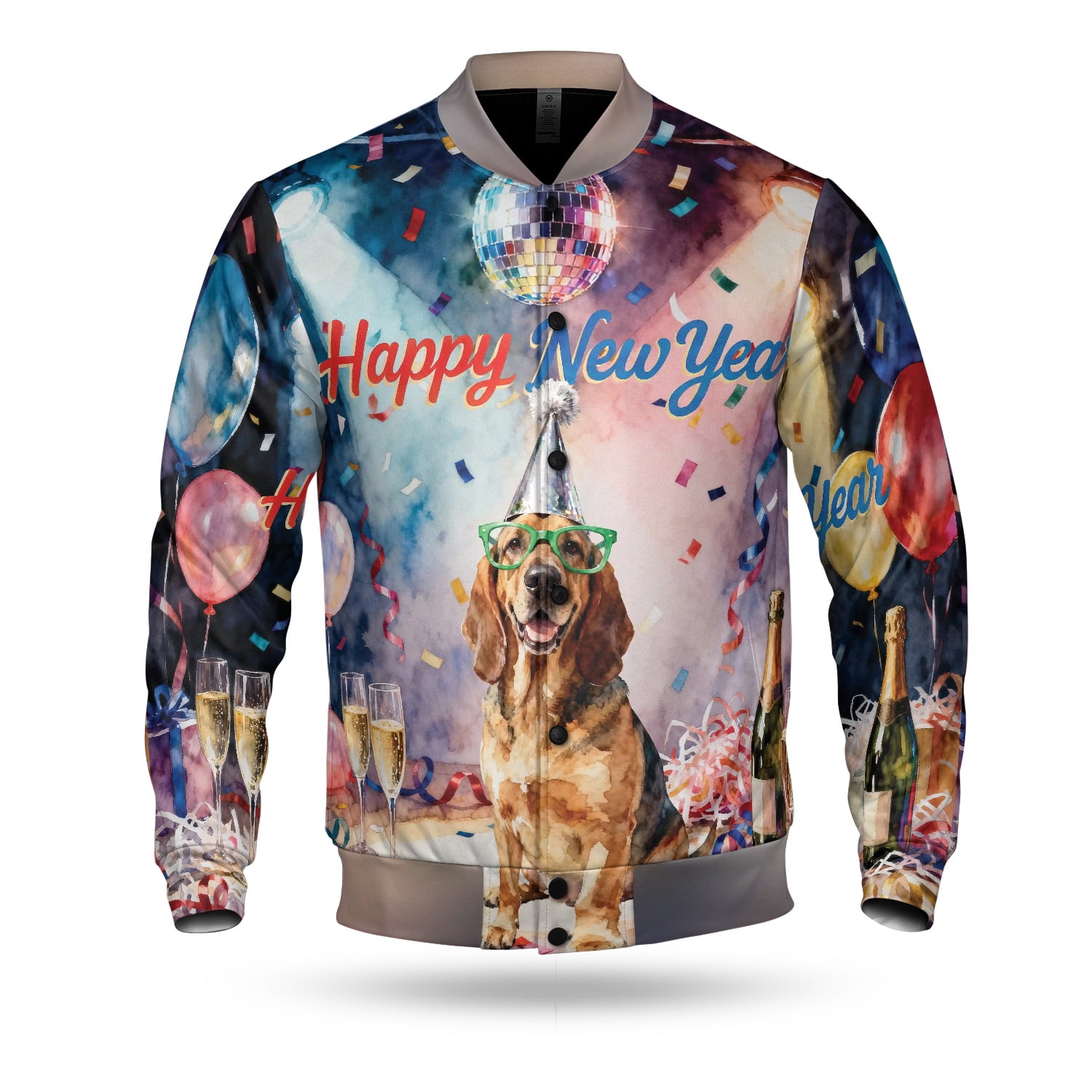 Happy New Year Bloodhound Chills on Year-End Party All Over Print 3D ...