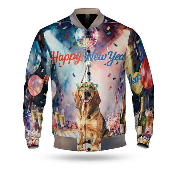 Happy New Year Bloodhound Chills on Year-End Party All Over Print 3D ...