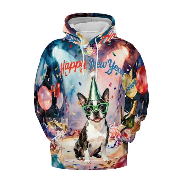 Happy New Year Boston Terrier Chills on Year-End Party All Over Print ...