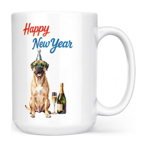 Happy New Year Bullmastiff Chills on Year-End Party Mug Dog Lover ...