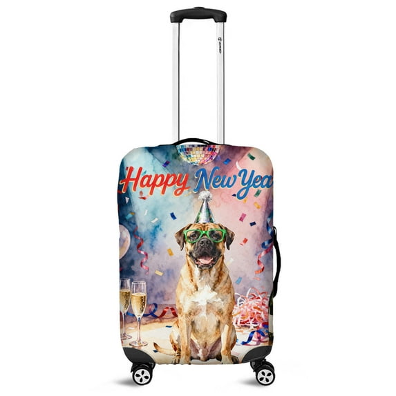 Happy New Year Bullmastiff Chills on Year-End Party Travel Luggage ...