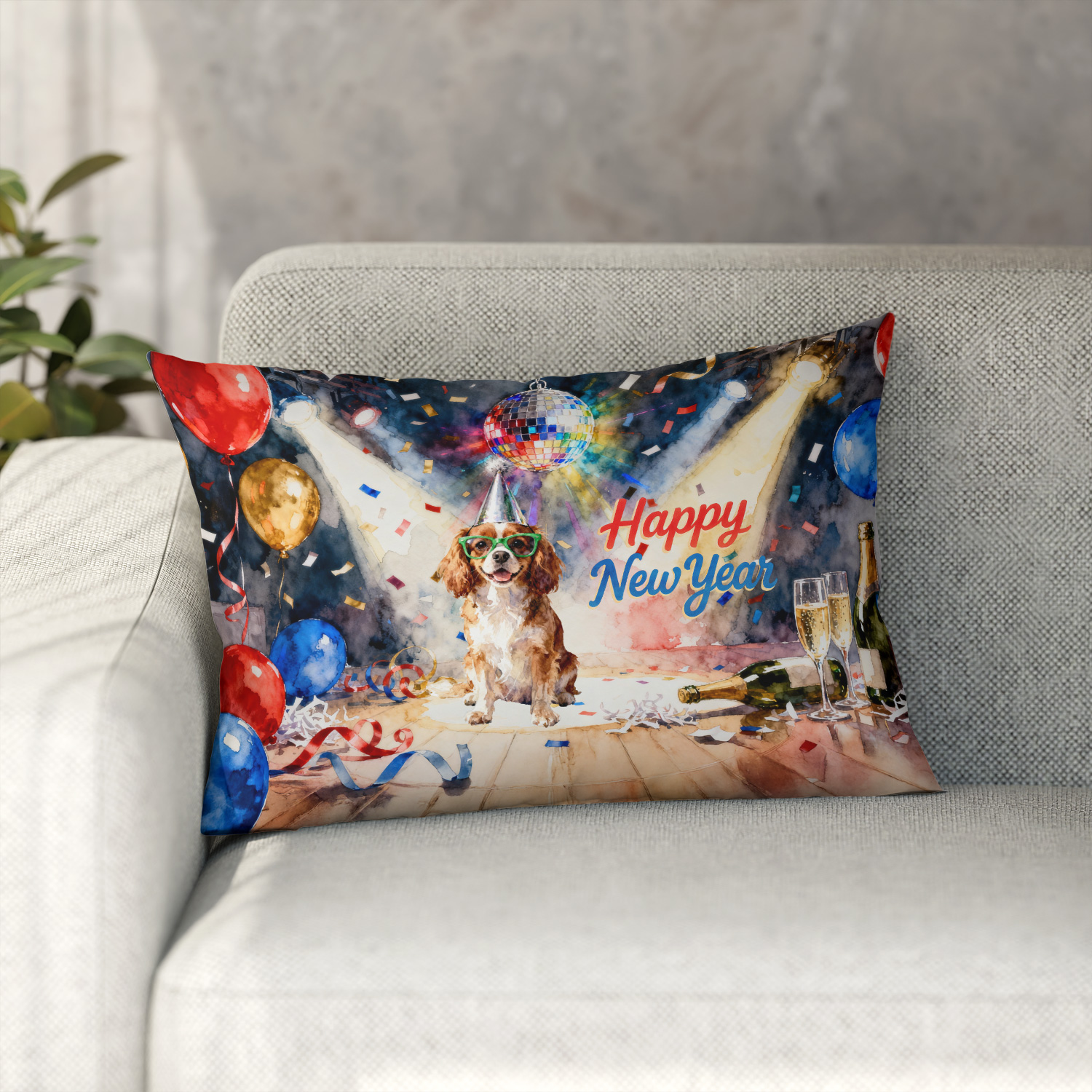 Happy New Year Cavalier King Charles Spaniel Chills on Year-End Party ...