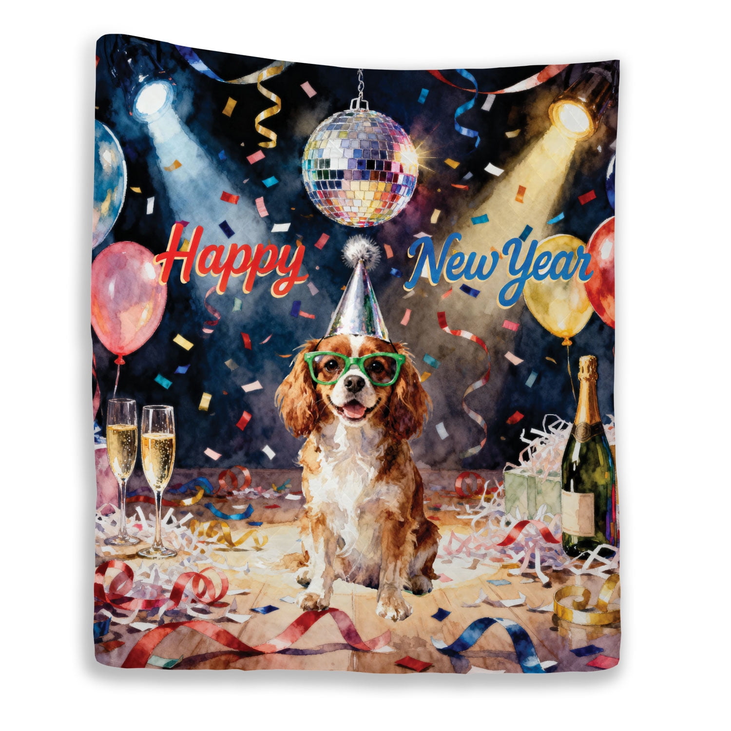 Happy New Year Cavalier King Charles Spaniel Chills on Year-End Party ...