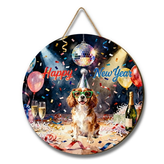 Happy New Year Cavalier King Charles Spaniel Chills on Year-End Party ...