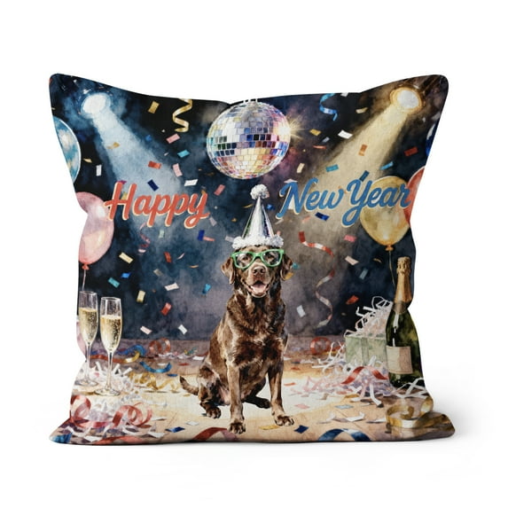 Happy New Year Chesapeake Bay Retriever Chills on Year-End Party Pillow ...