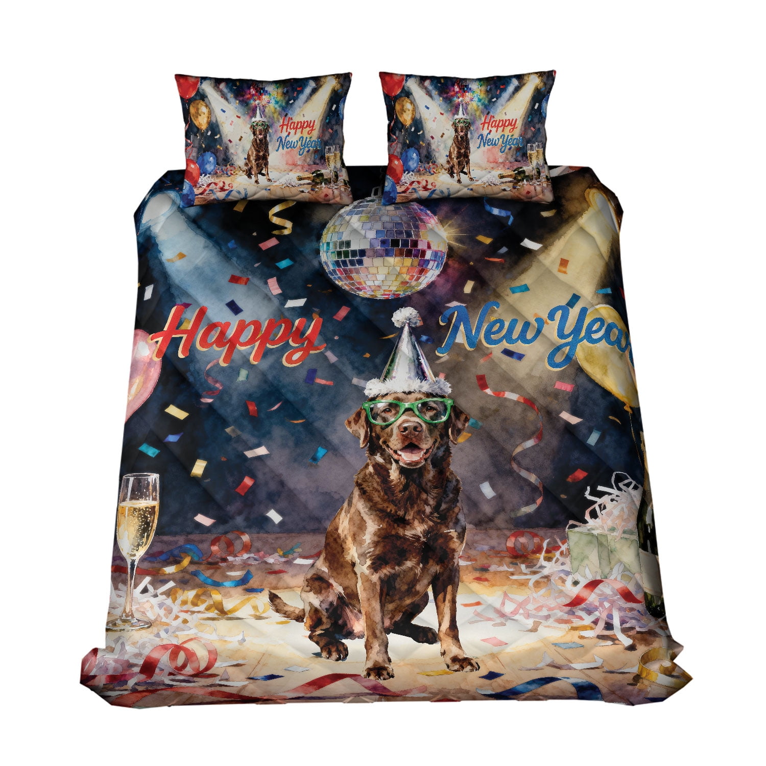 Happy New Year Chesapeake Bay Retriever Chills on Year-End Party Quilt ...