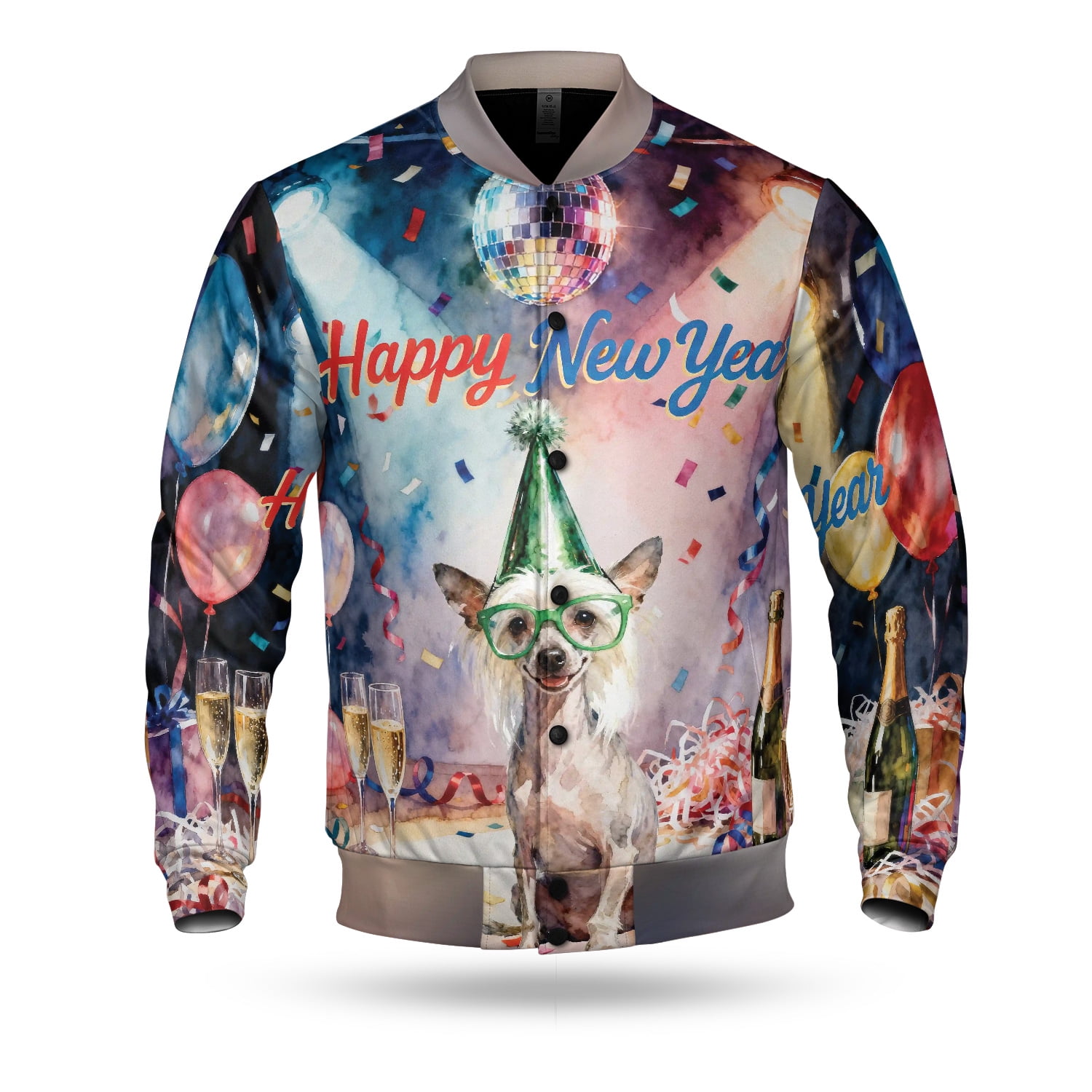 Happy New Year Chinese Crested Chills on Year-End Party All Over Print ...