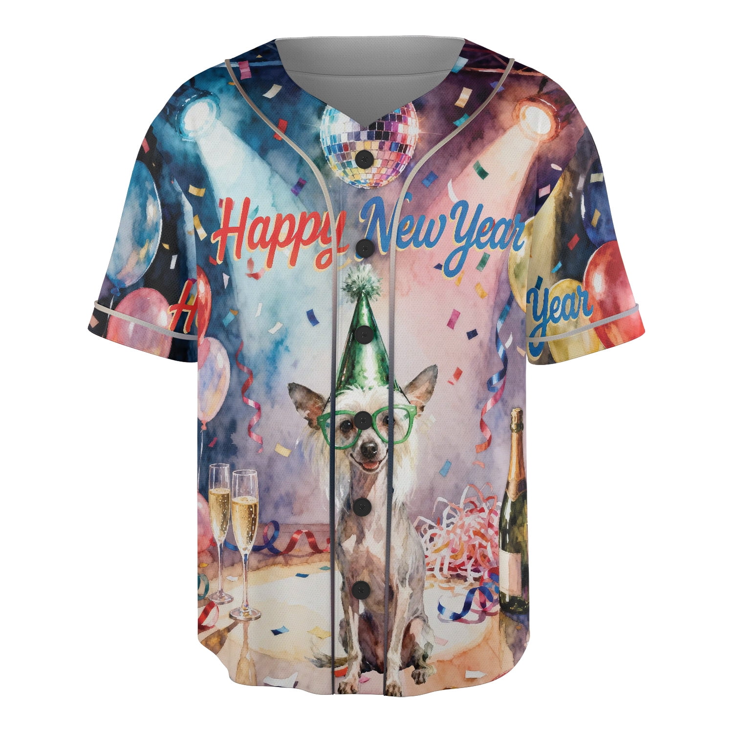 Happy New Year Chinese Crested Chills on Year-End Party All Over Print ...