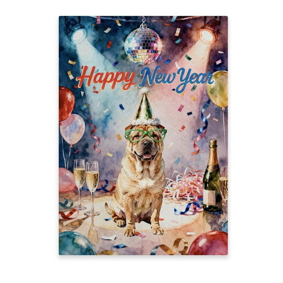 Happy New Year Chinese Shar-Pei Chills on Year-End Party Vertical Matte ...