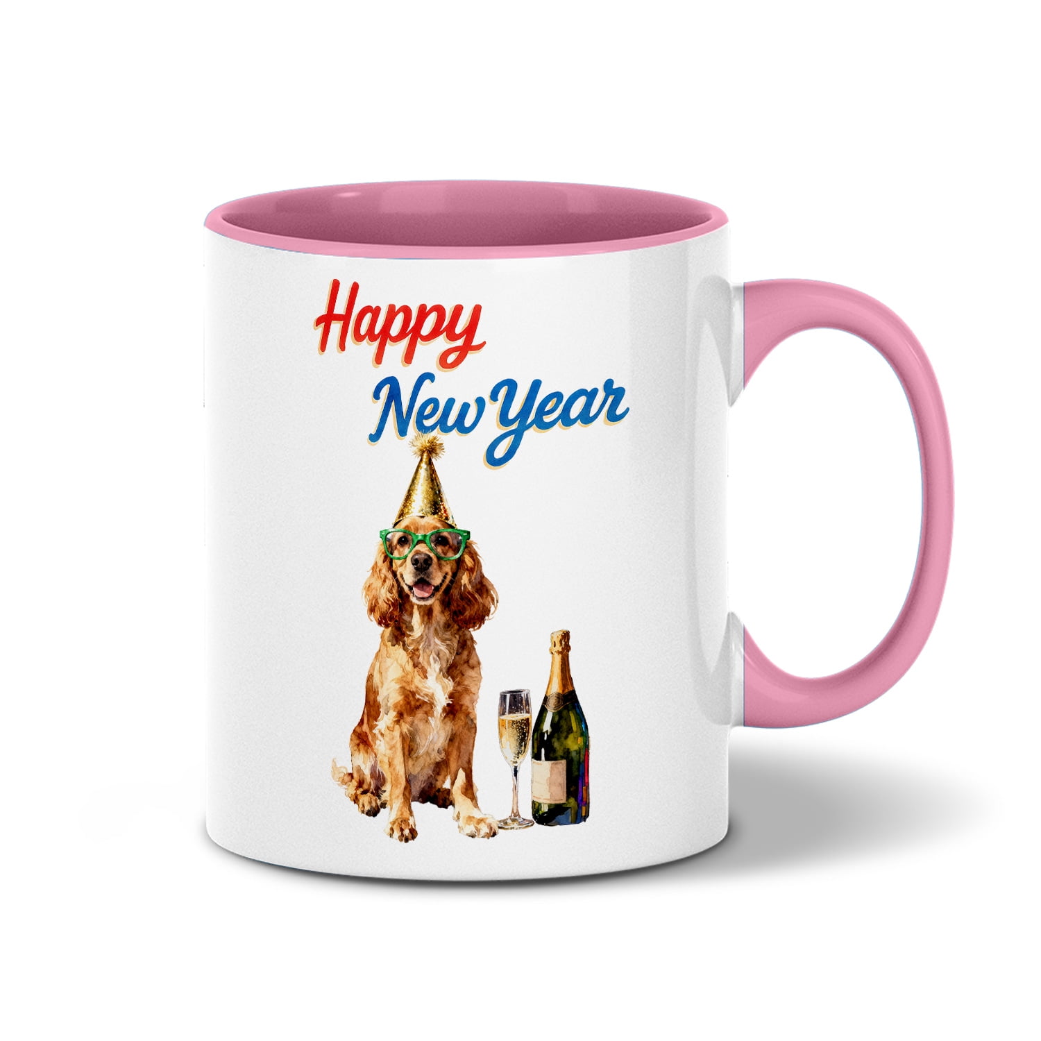Happy New Year Cocker Spaniel Chills on Year-End Party 11oz Accent Two ...