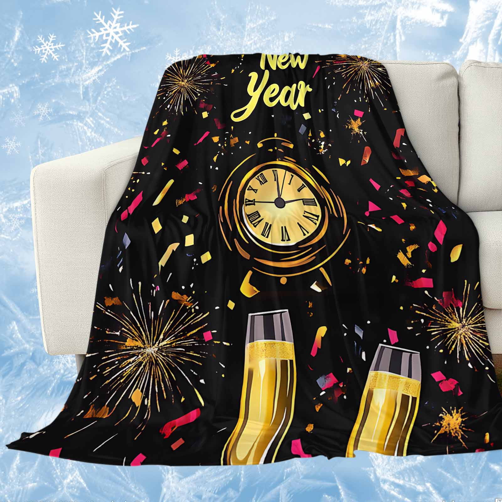 Happy New Year Cooling Blanket, Lightweight Breathable Summer Throw ...
