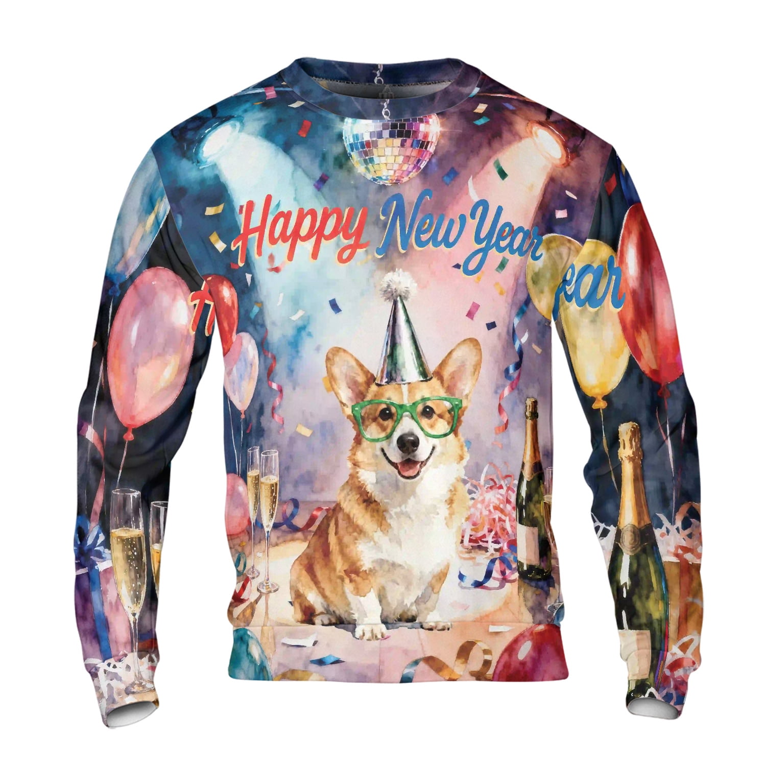 Happy New Year Corgi Chills on Year-End Party All Over Print 3D ...