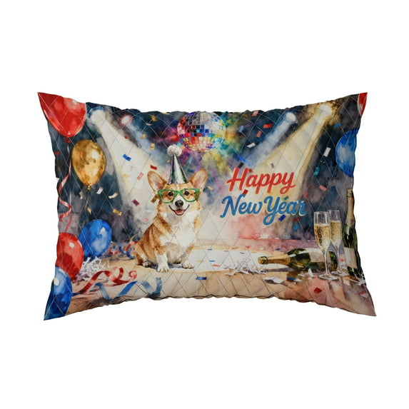 Happy New Year Corgi Chills on Year-End Party Quilt Pillowcase Welsh ...