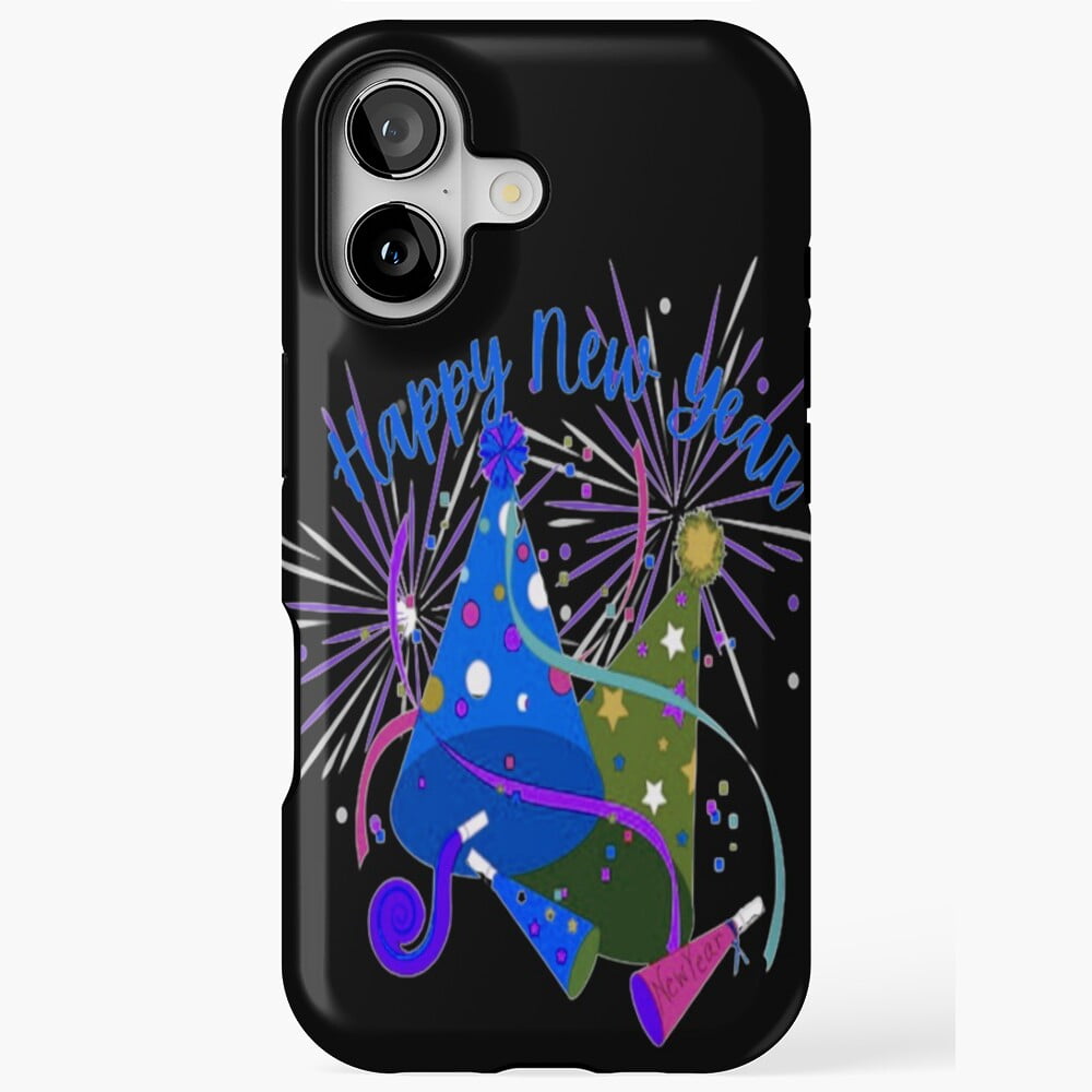 Happy New Year Cute Hats Design Phone Case with iPhone 17 to 11 Pro Max ...