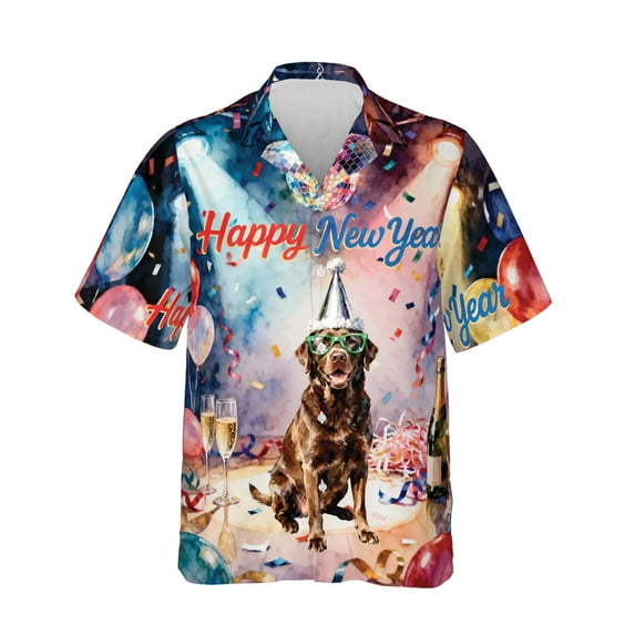 Happy New Year Dachshund Chills on Year-End Party Hawaiian Shirt ...