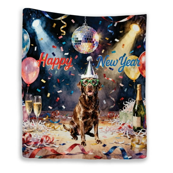 Happy New Year Dachshund Chills on Year-End Party Quilt Blanket Wiener ...