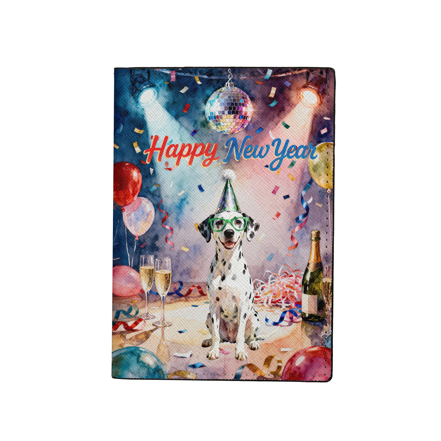 Happy New Year Dalmatian Chills on Year-End Party Travel Passport ...