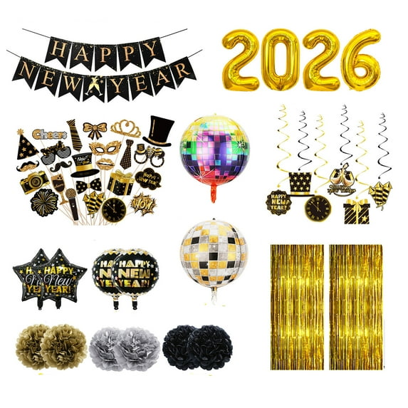 Happy New Year Decorations 2026, New Years Nye Eve Party Supplies ...