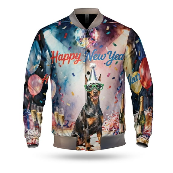 Happy New Year Doberman Pinscher Chills on Year-End Party All Over ...