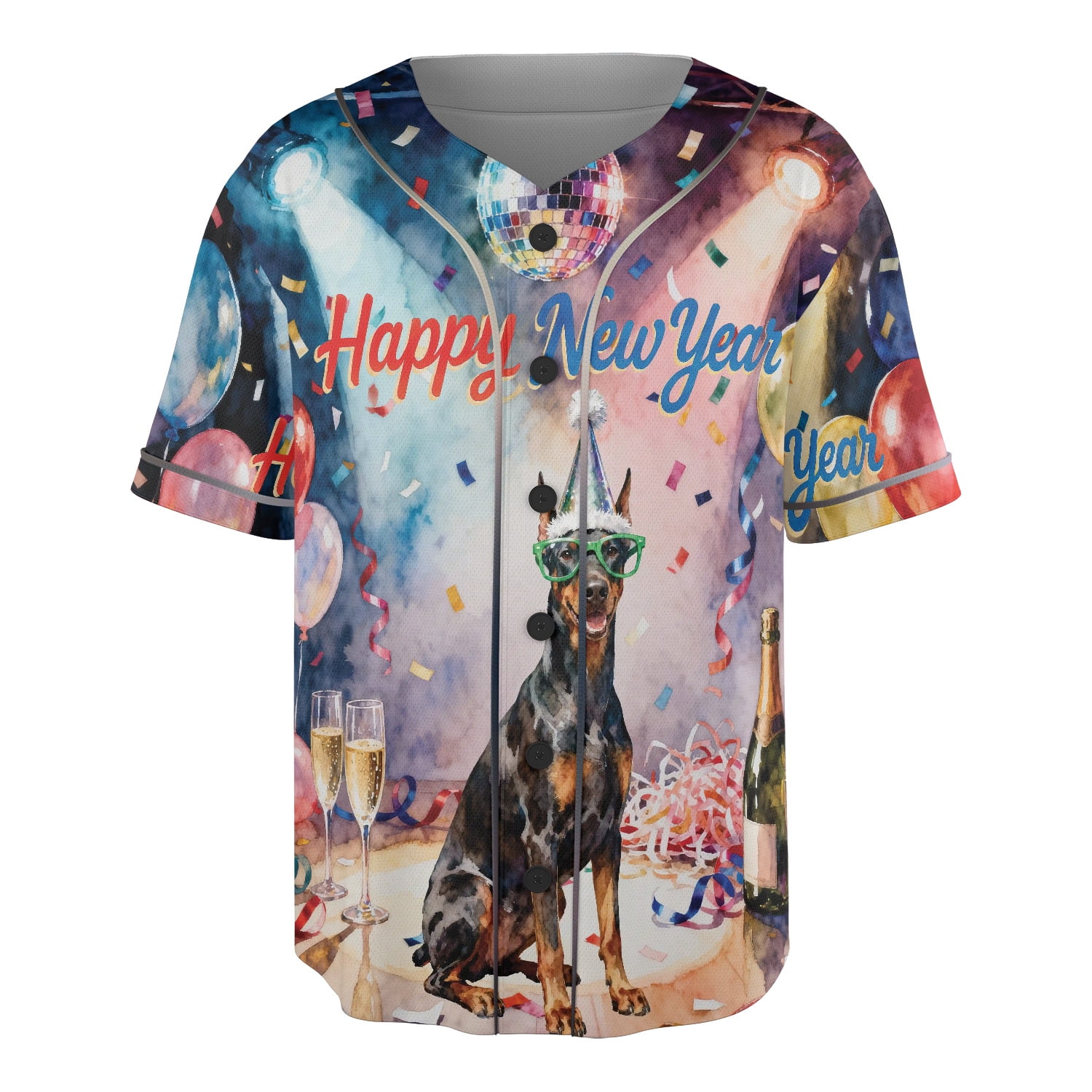 Happy New Year Doberman Pinscher Chills on Year-End Party All Over ...