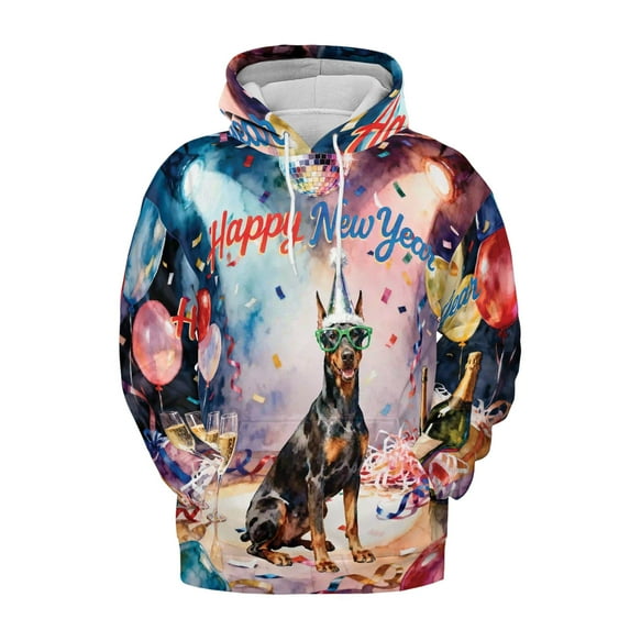 Happy New Year Doberman Pinscher Chills on Year-End Party All Over ...