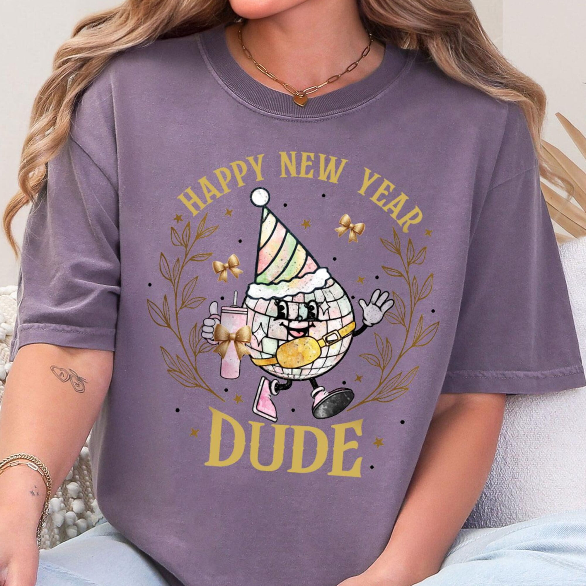 Happy New Year Dude Shirt Funny Party TShirt New Year Dude Shirt Retro ...