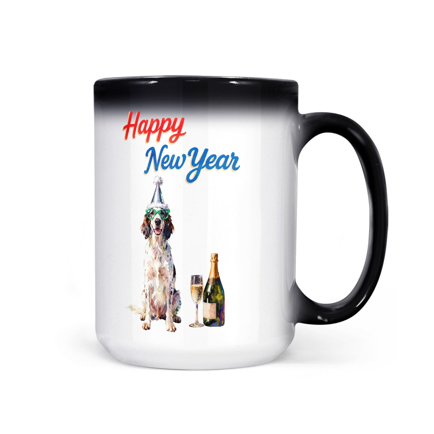 Happy New Year English Setter Chills on Year-End Party Heat Color ...