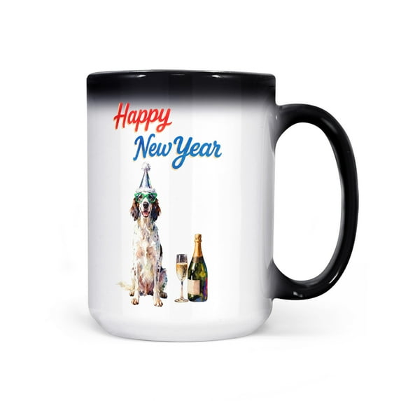 Happy New Year English Setter Chills on Year-End Party Heat Color ...
