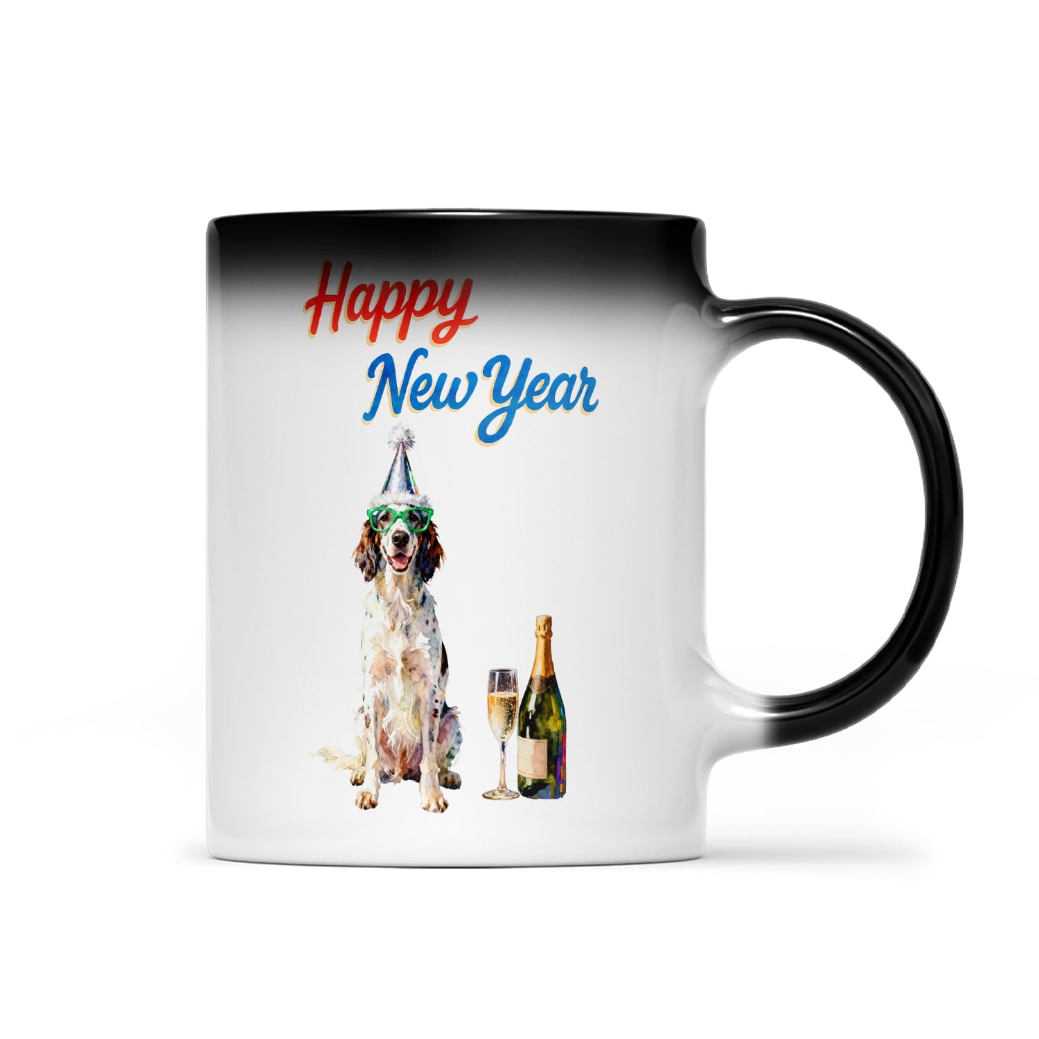 Happy New Year English Setter Chills on Year-End Party Heat Color ...