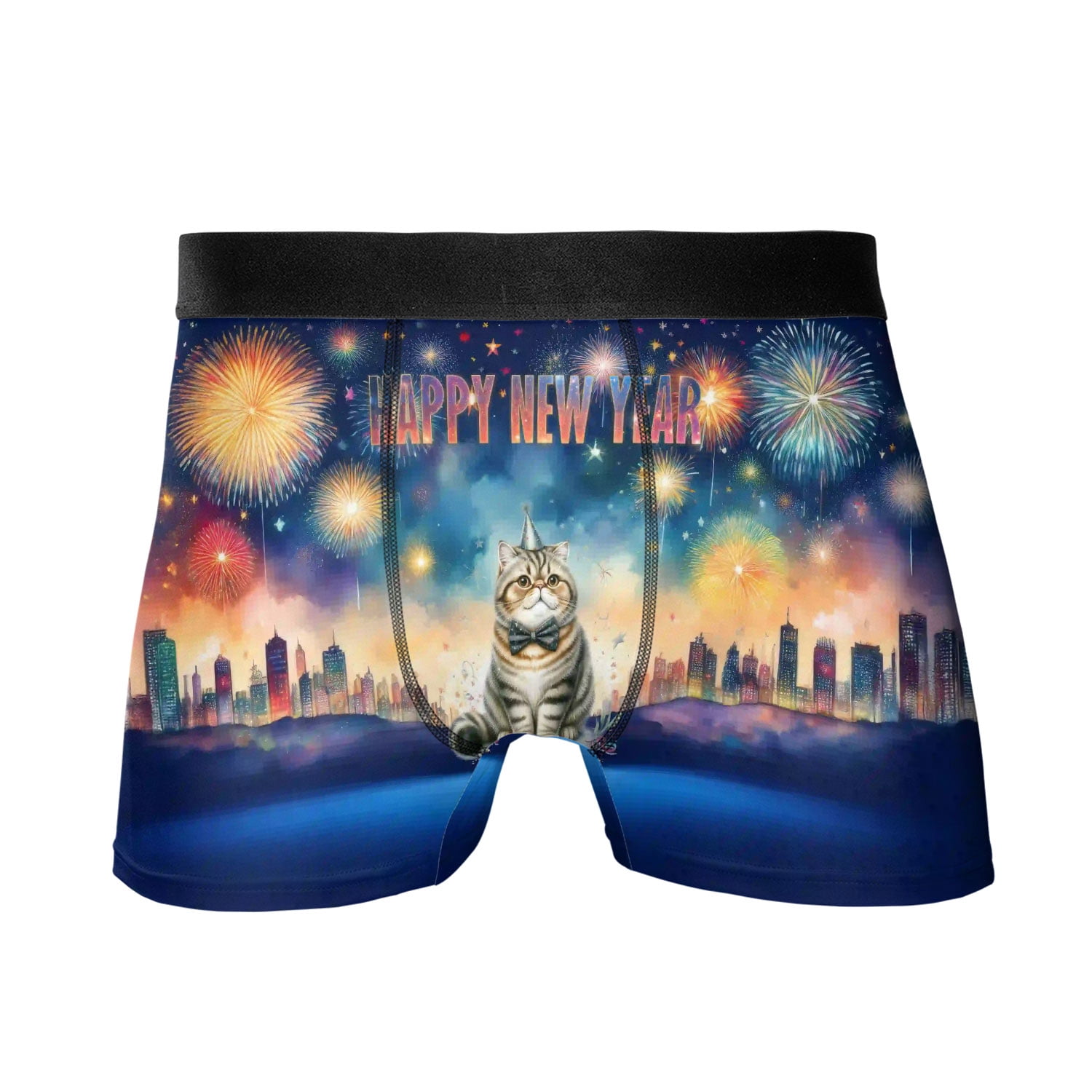 Happy New Year with Exotic Shorthair Fireworks Holiday Xmas Winter 2025 ...