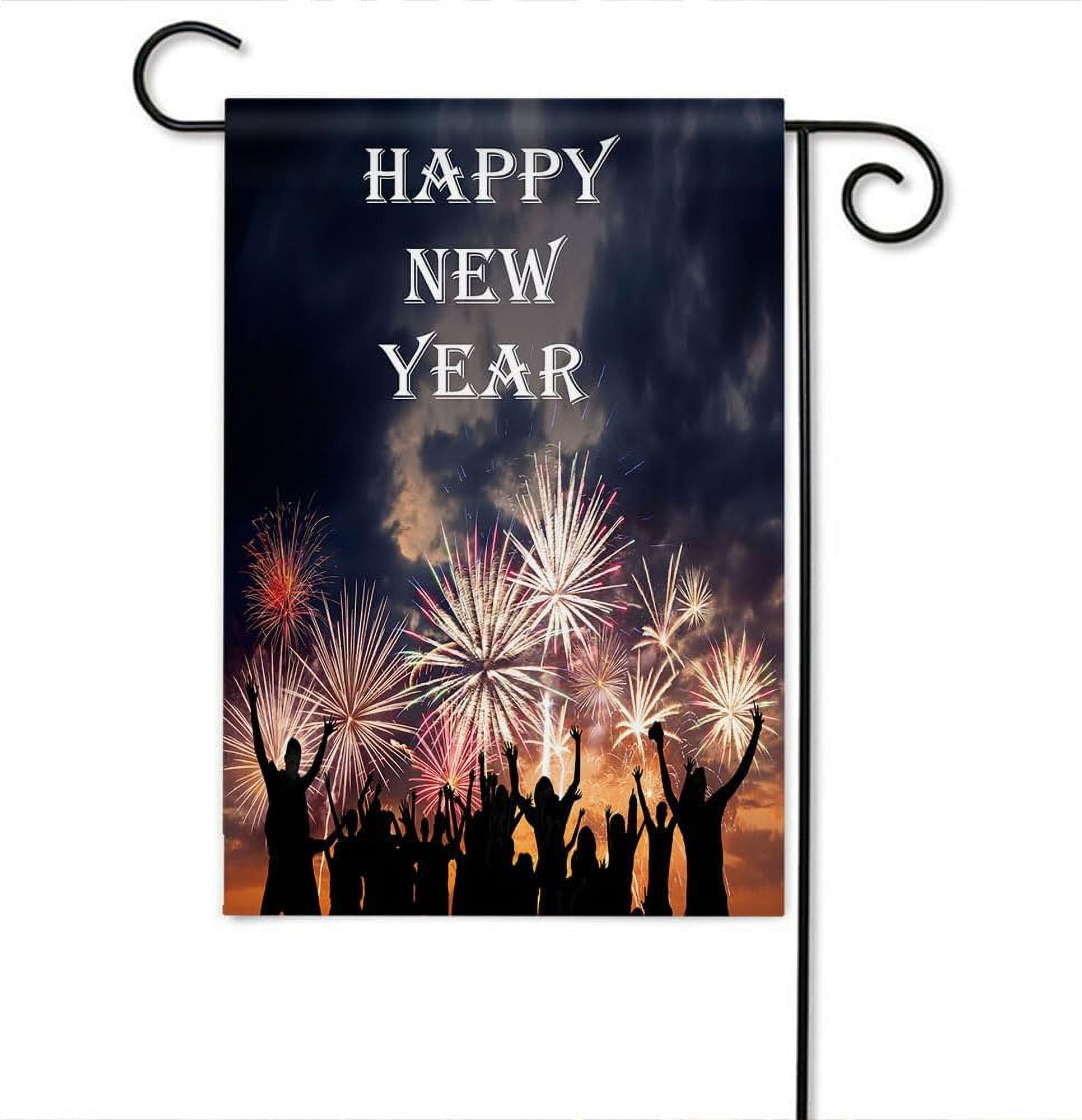 Happy New Year Firework Garden Flag 12x18 Inch Holiday Celebration ...