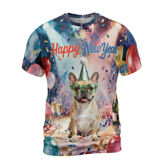 Happy New Year French Bulldog Chills on Year-End Party All Over Print ...