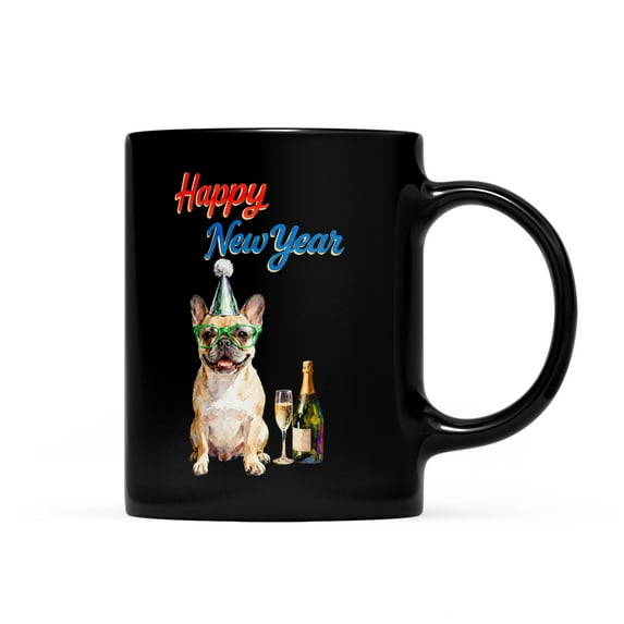 Happy New Year French Bulldog Chills on Year-End Party Mug Dog Lover ...