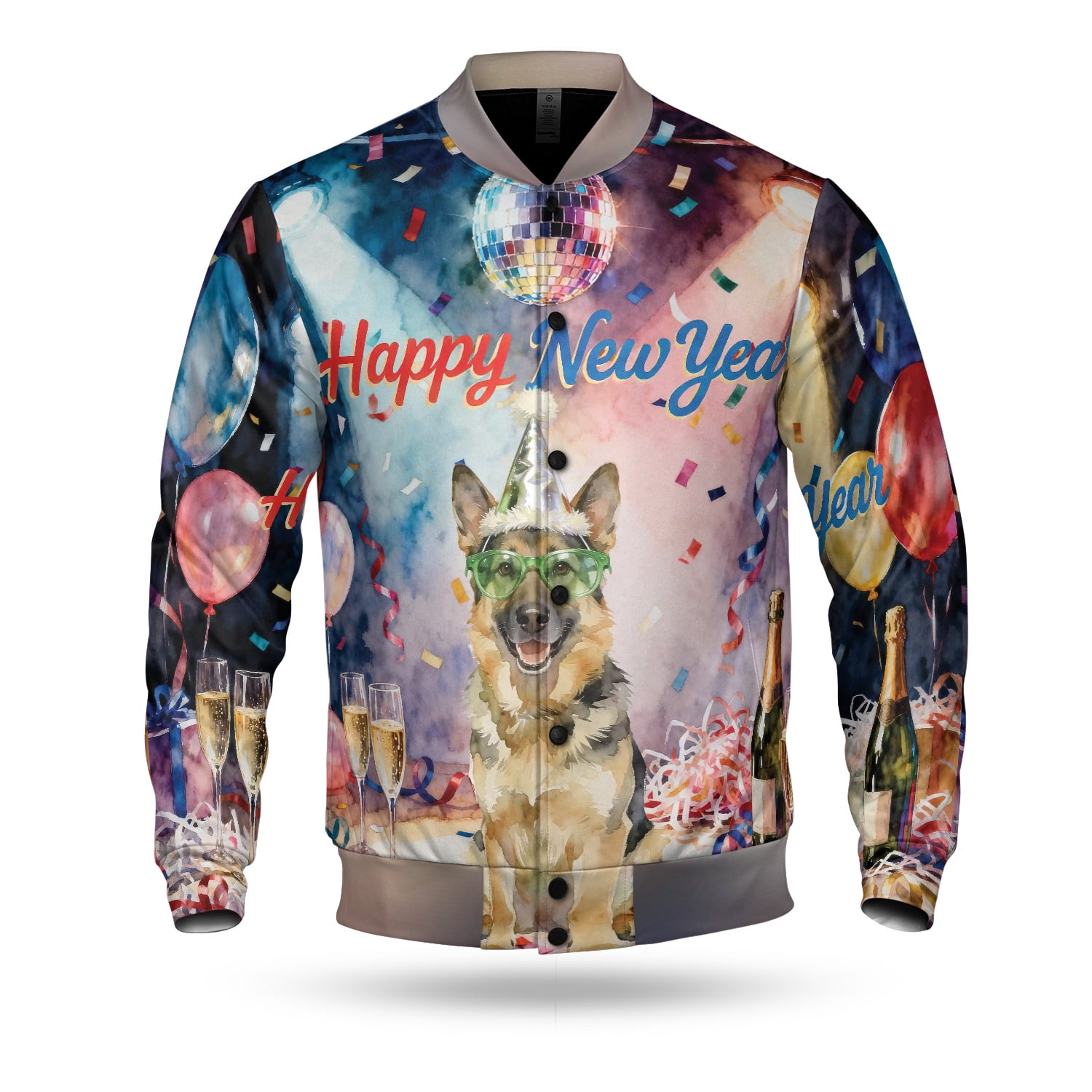 Happy New Year German Shepherd Chills on Year-End Party All Over Print ...