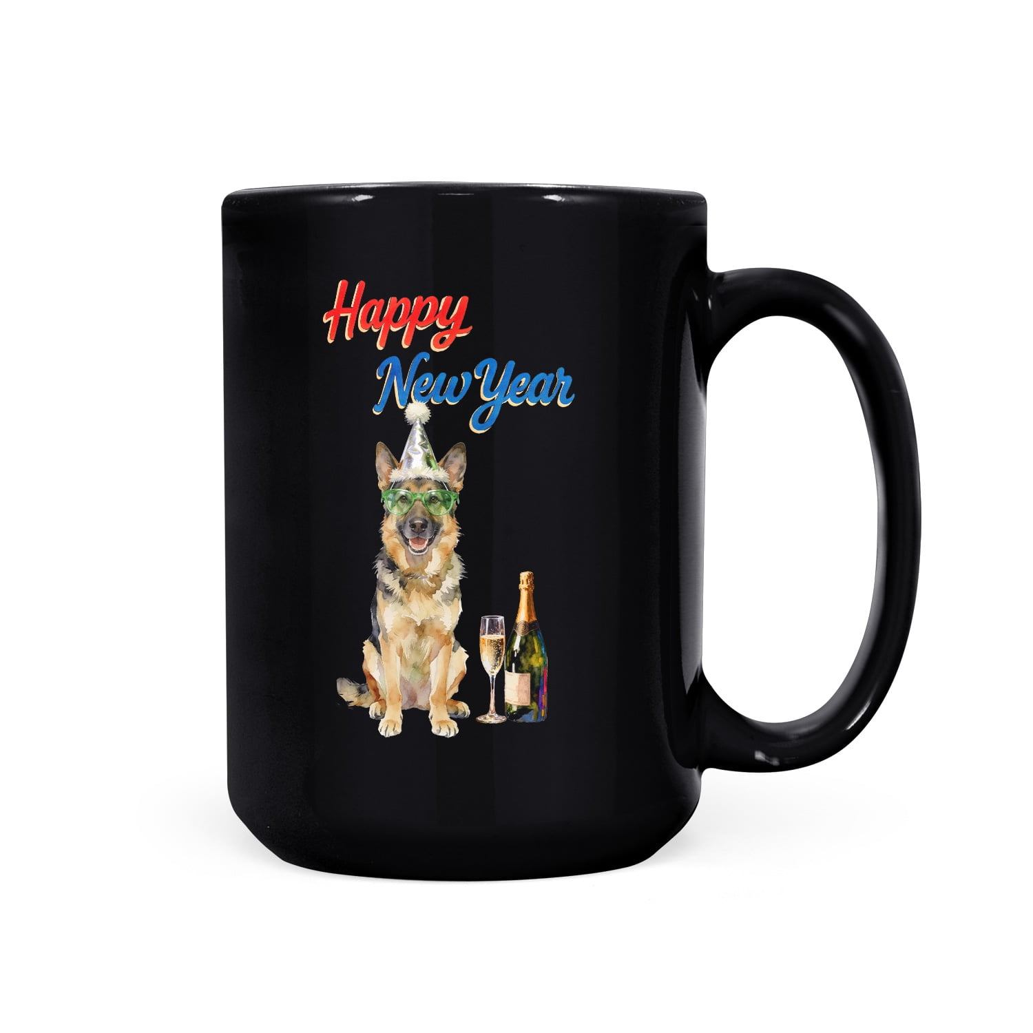 Happy New Year German Shepherd Chills on Year-End Party Mug Alsatian ...