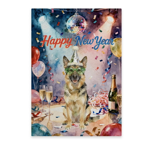 Happy New Year German Shepherd Chills on Year-End Party Vertical Matte ...