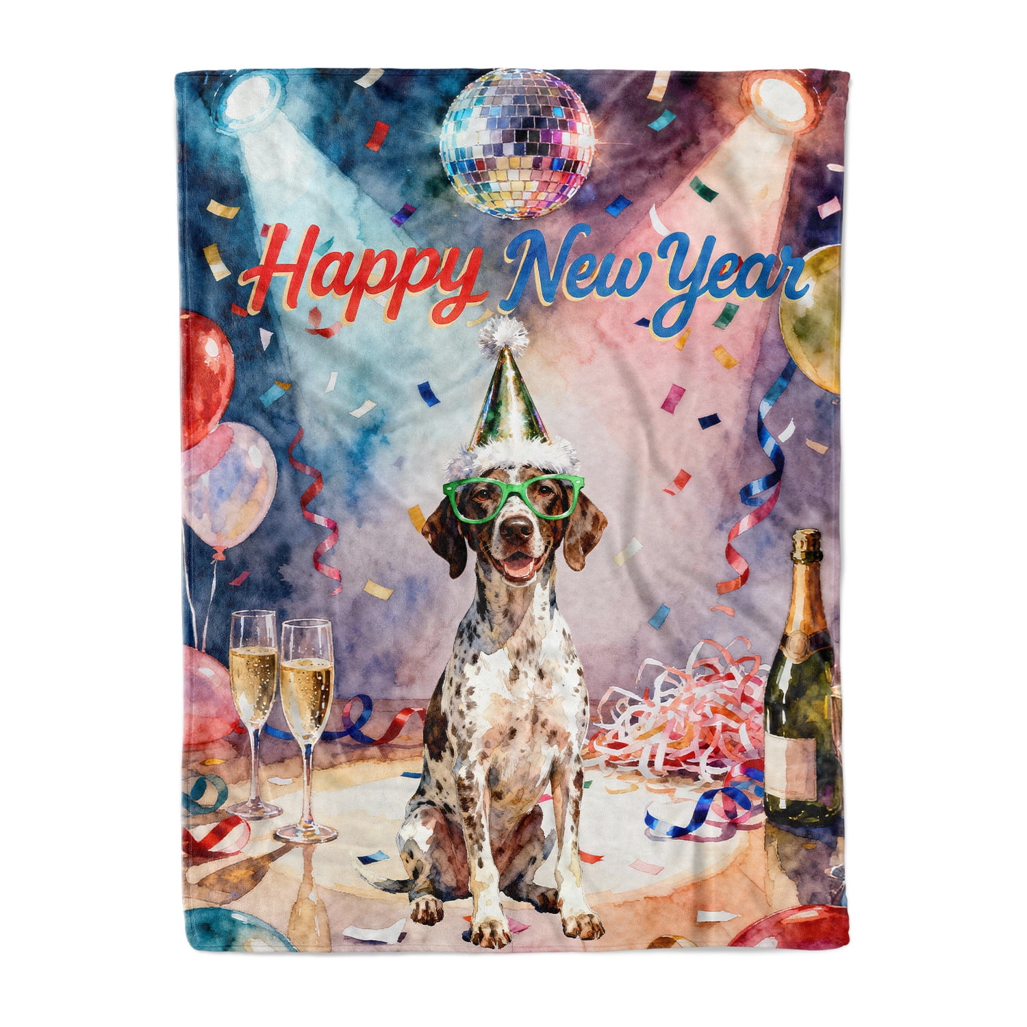 Happy New Year German Shorthaired Pointer Chills on Year-End Party Cozy ...