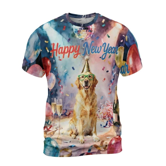 Happy New Year Golden Retriever Chills on Year-End Party All Over Print ...