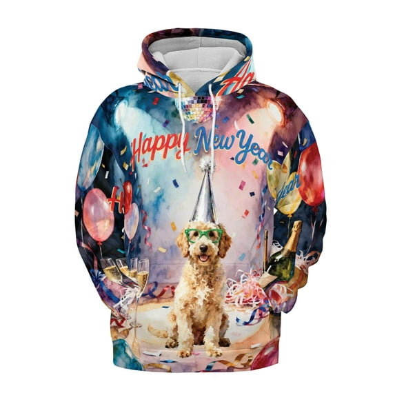 Happy New Year Goldendoodle Chills on Year-End Party All Over Print 3D ...